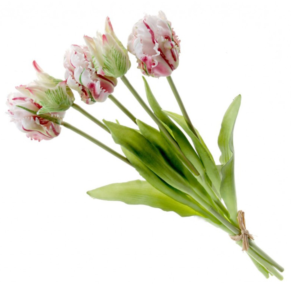 Real Touch Parrot Tulips Bundle Pink 40cm | Artificial Flowers