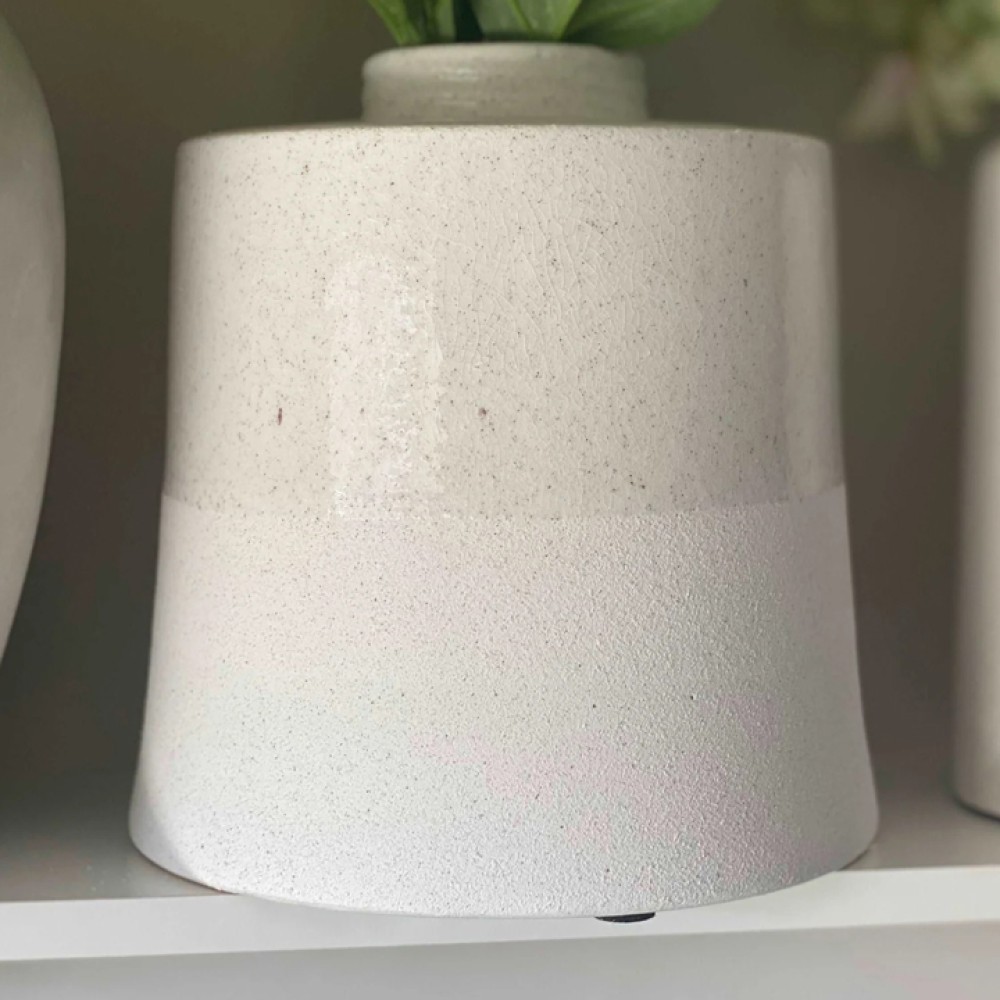 Cream with Grey Fleck Large Ceramic Vase 26cm | Flower Vases