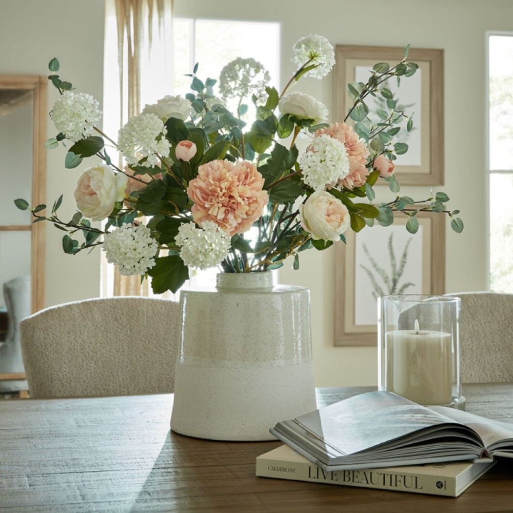 Cream with Grey Fleck Large Ceramic Vase 26cm | Flower Vases
