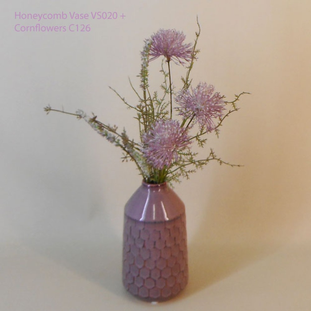 Honeycomb Ceramic Bud Vase Mauve Pink 17.5cm | Flower Vases