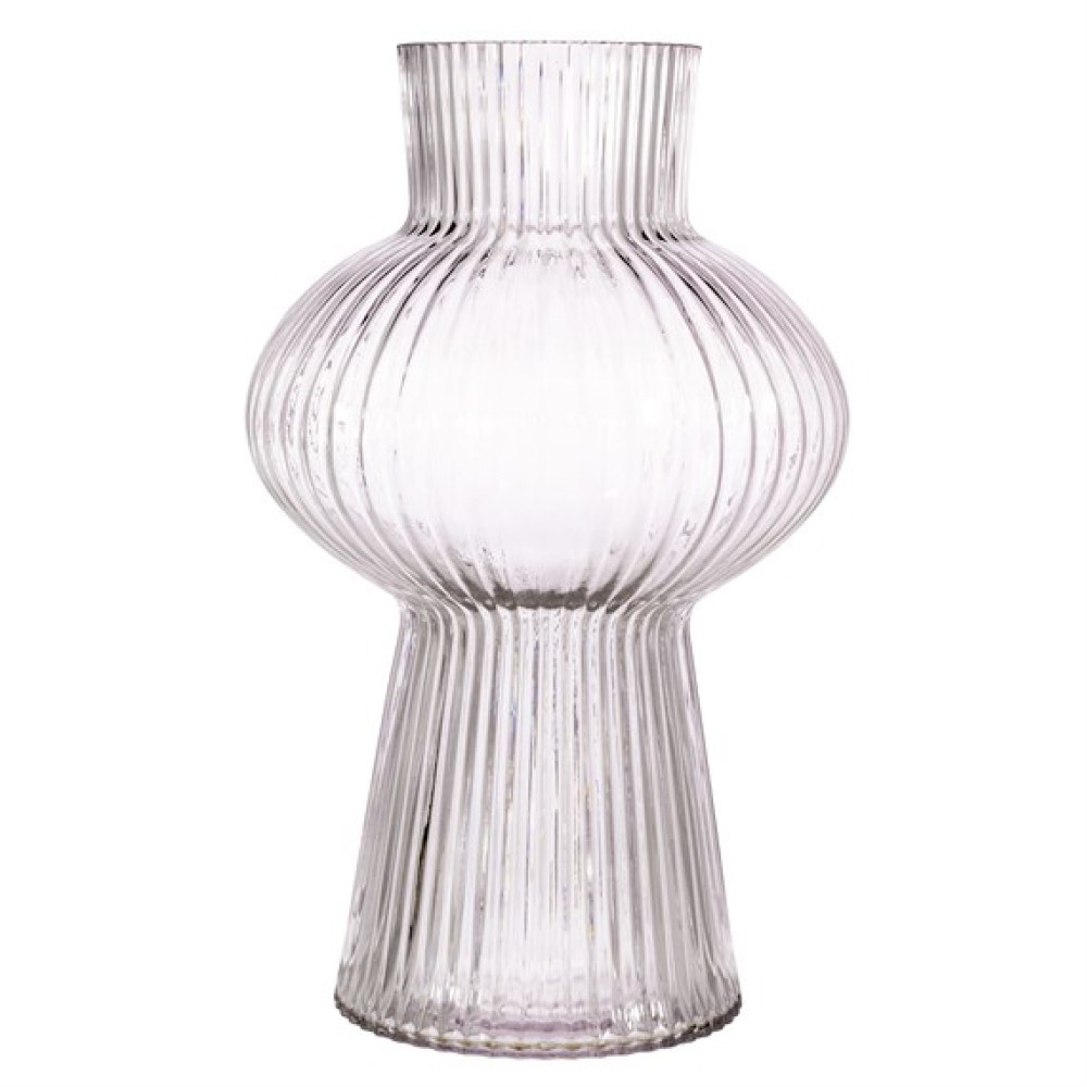 Shapely Fluted Glass Vase Clear 35cm | Flower Vases