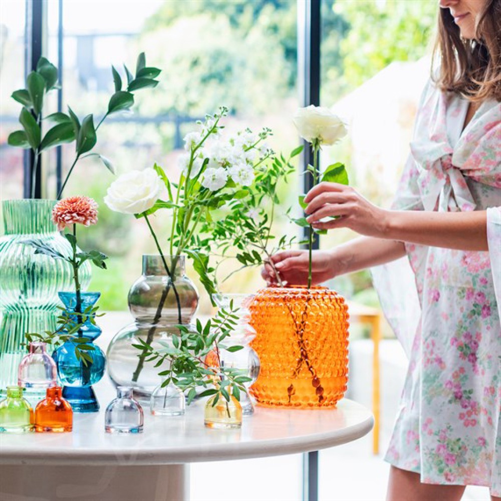 Amber Glass Bobble Vase 20cm | Flower Vases