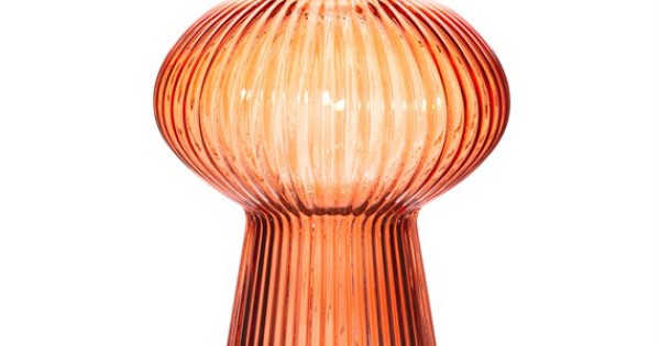 Shapely Fluted Glass Vase Amber 35cm | Flower Vases