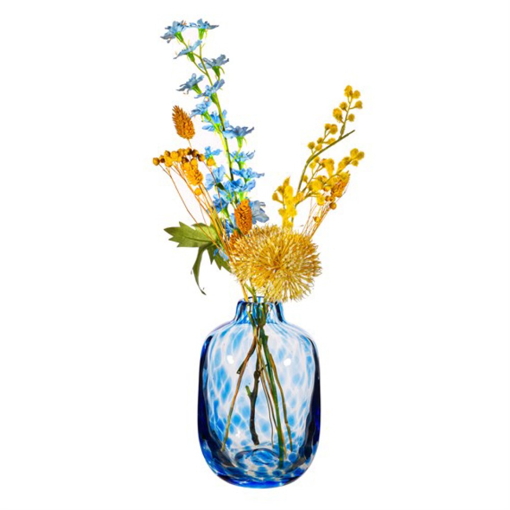 Small Blue Speckled Glass Vase 18cm | Flower Vases