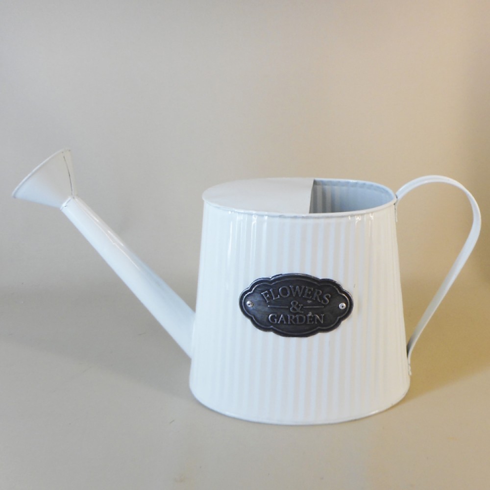 Ornamental Tin Watering Can White 20cm - TIN008