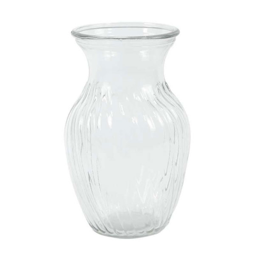 Ribbed Glass Sweetheart Vase 20cm | Flower Vases