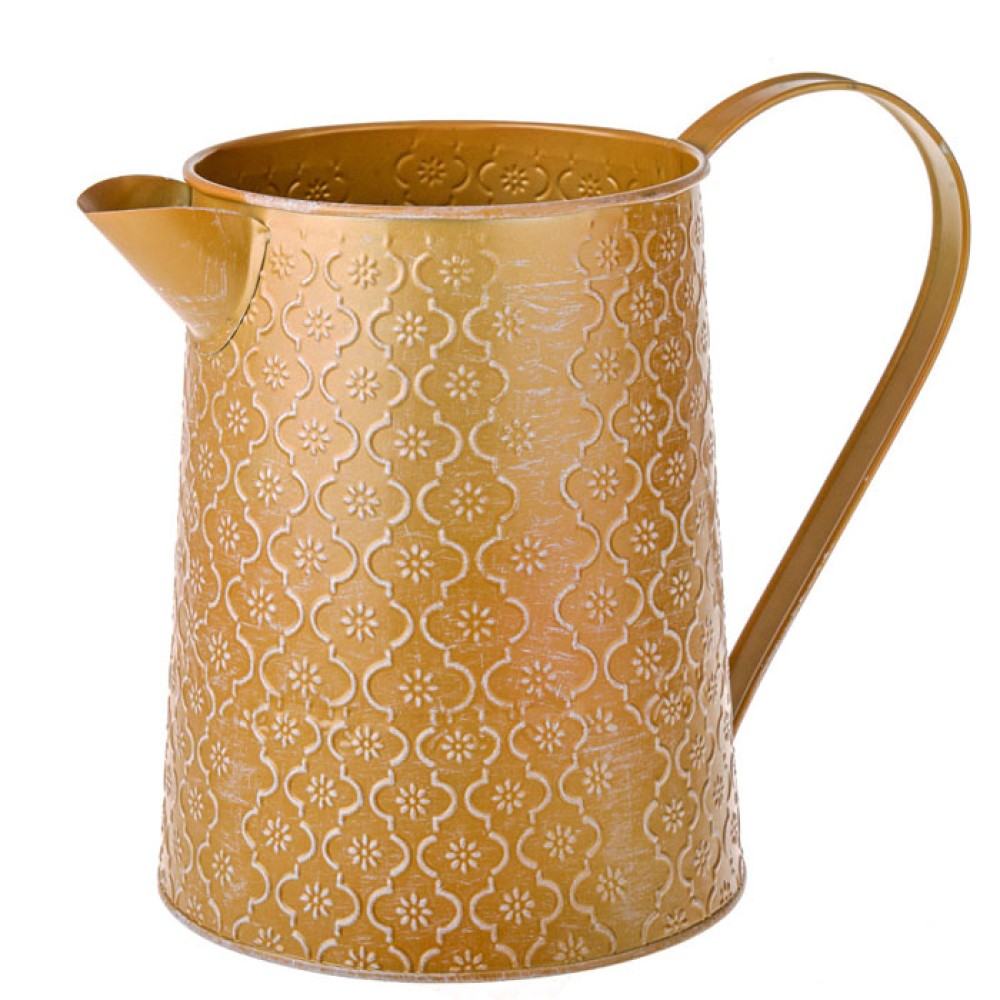 Embossed Tinware Jug Gold - TIN013
