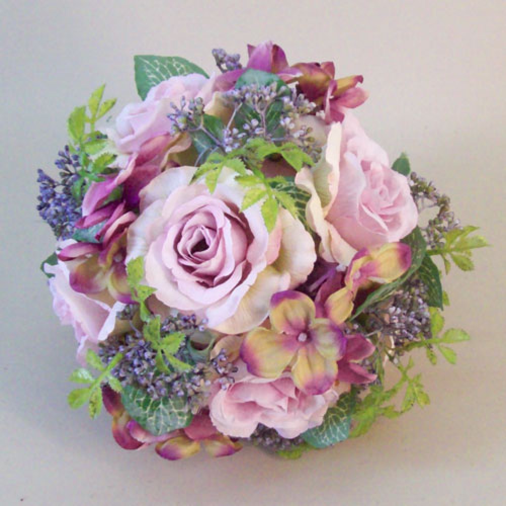Lyla Cottage Garden Rose Pomander Mauve Purple 19cm | Artificial Flowers
