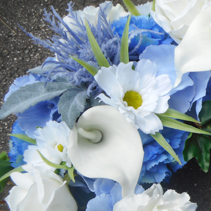 Funeral Wreath Blue Artificial Flowers 42cm | Memorial Tributes